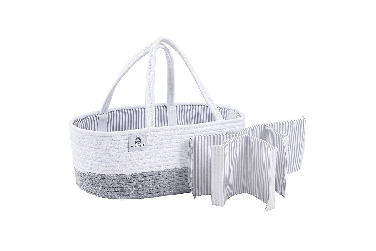 Cotton rope diaper caddy GRAY – Mila Millie